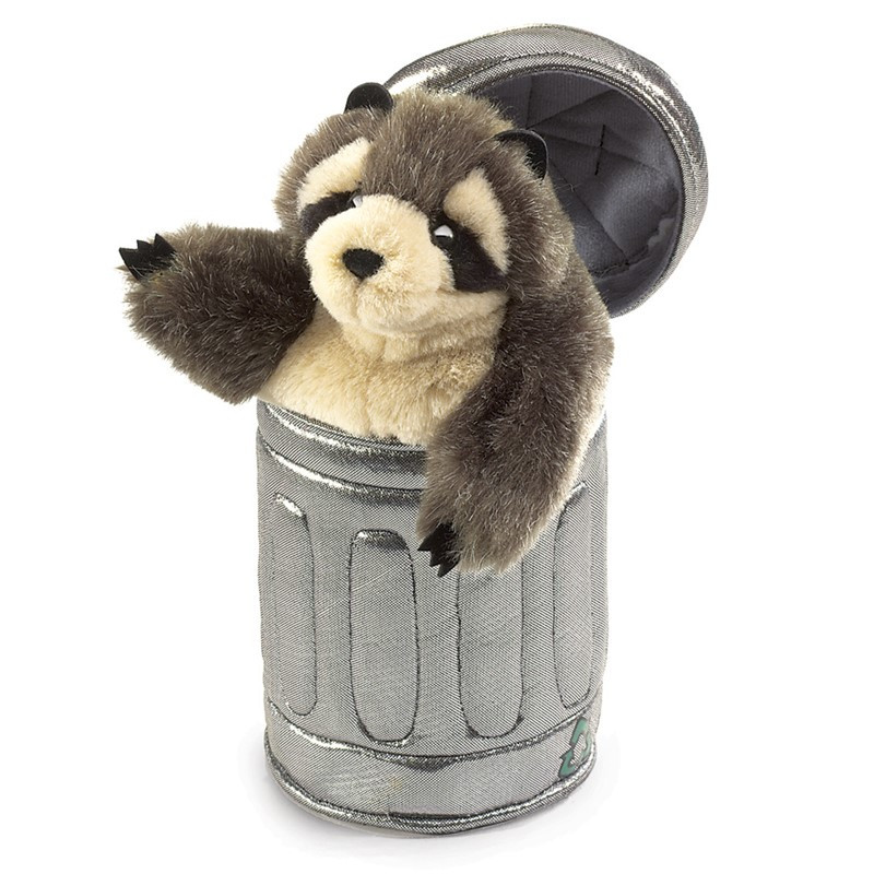 Folkmanis Puppet Raccoon in Garbage Can