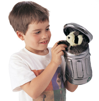 Folkmanis Puppet Raccoon in Garbage Can