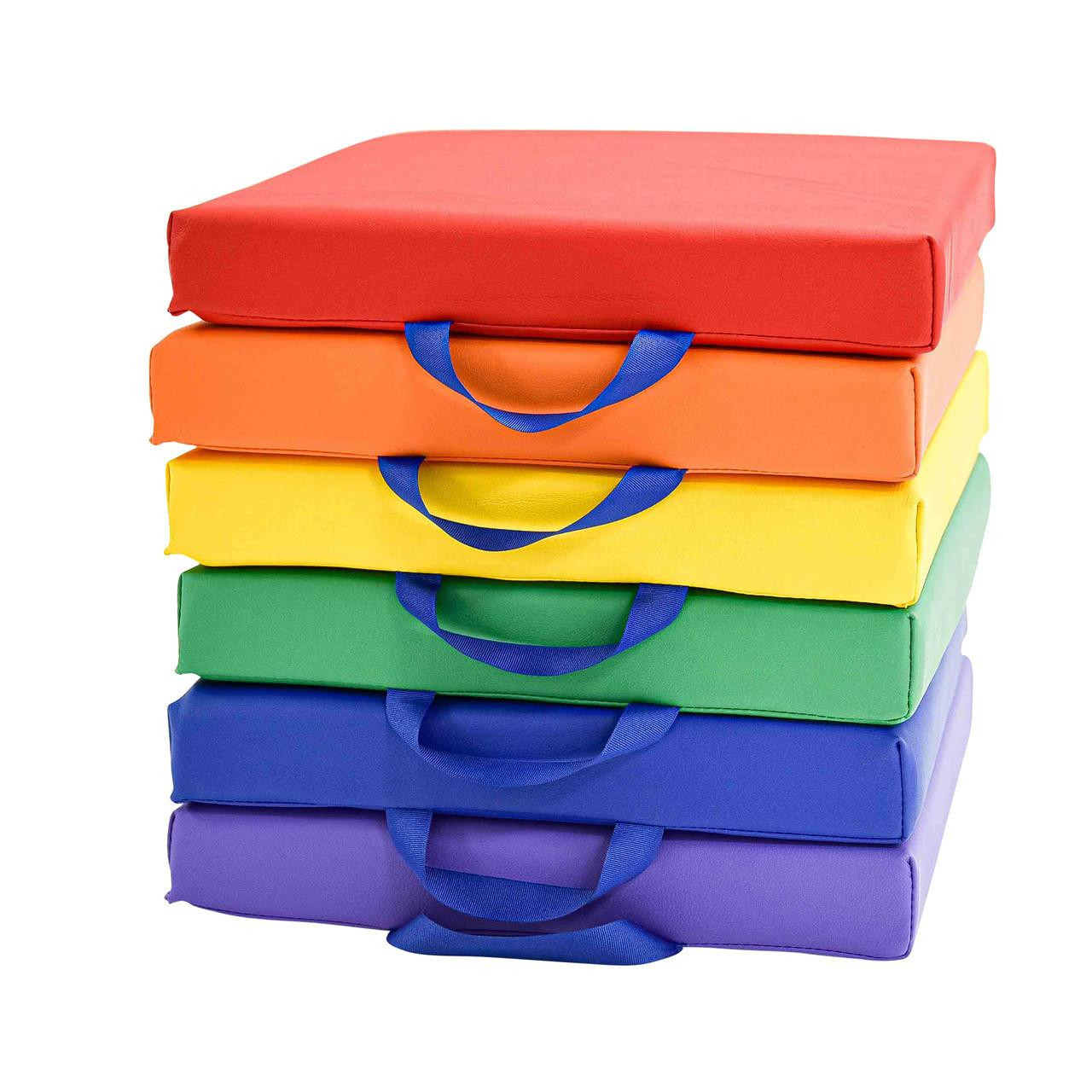 Square Floor Cushions, Rainbow - Classroom Floor Seating