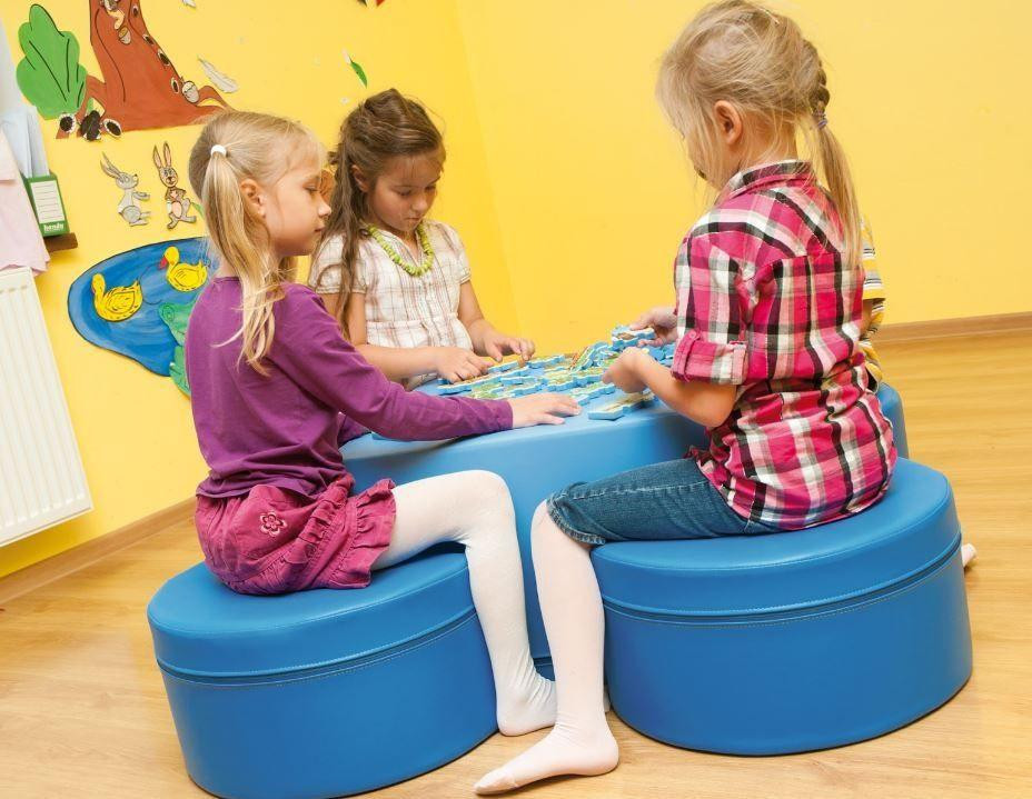 Blue Soft Play Table & Chair Set - Children Soft Seating Areas