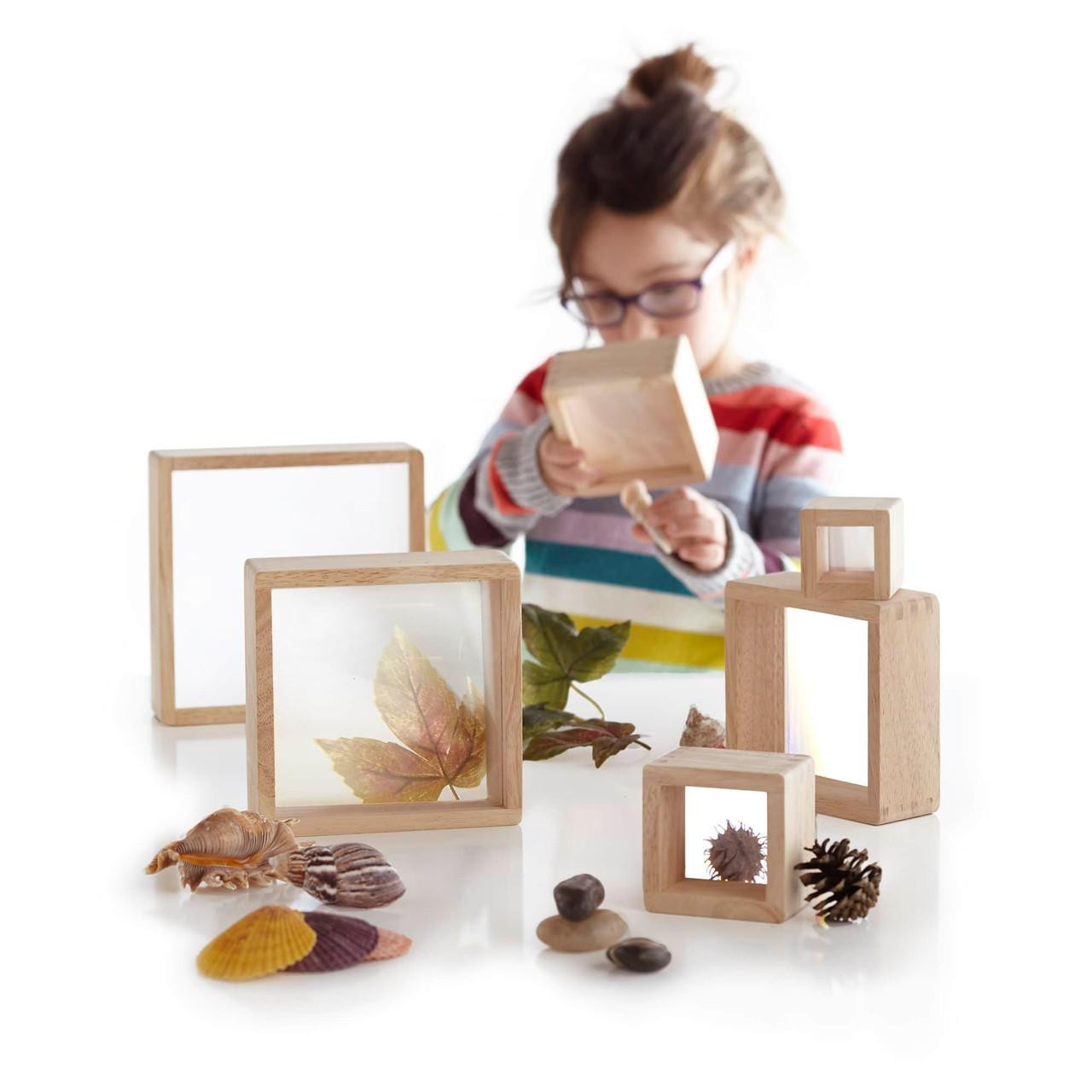 Magnifying Stacking Wooden Squares for STEM | Wooden Play Blocks