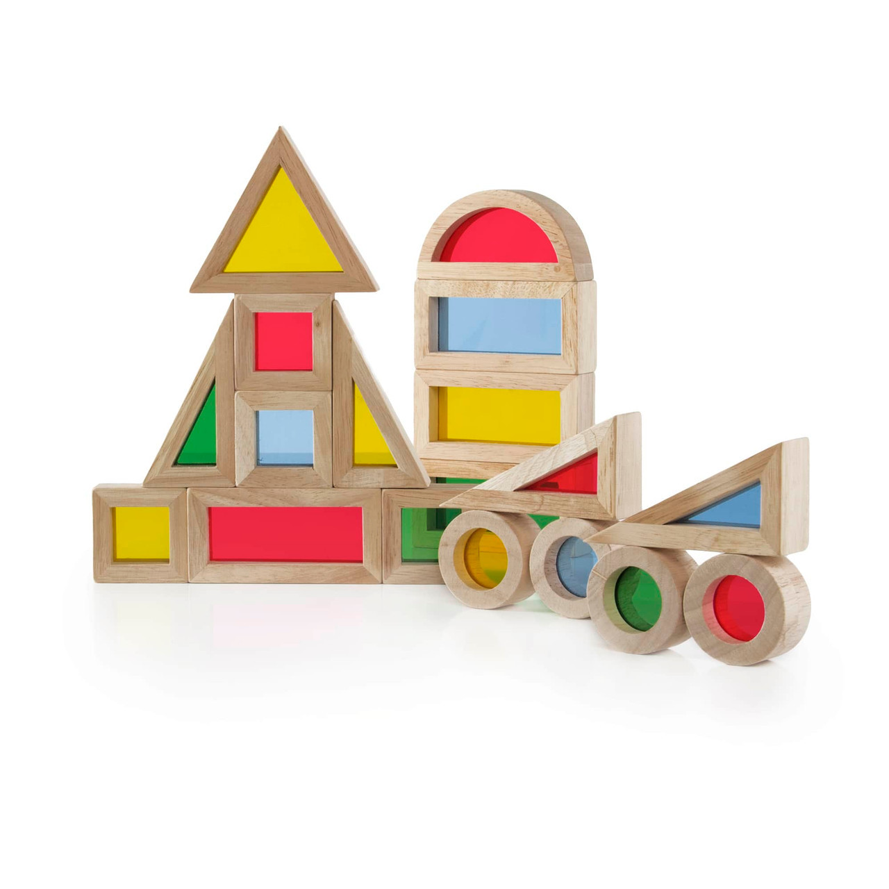 Jr. Rainbow Wooden Blocks - 20 pc. set | Wooden Play Blocks