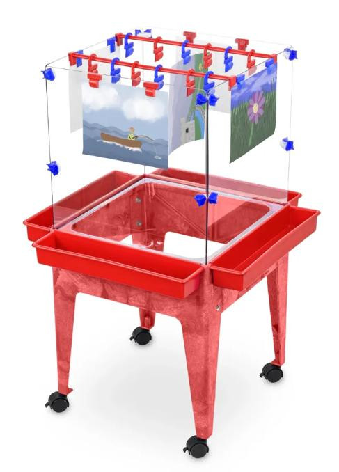 Children's 4-Station Art Easel with 9" Clear Tub - Classroom Art Easel