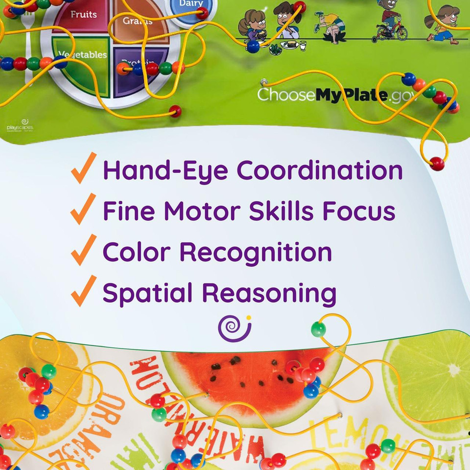 MyPlate Wire & Bead Maze Wall Toy - Nutrition Activity Panel
