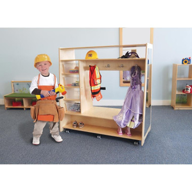 Mobile Kids Dress Up Center With Trays and Mirror | Dress Up Cabinets