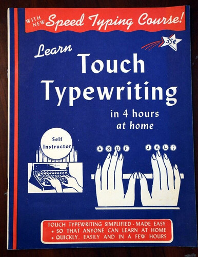 Learn Touch Typewriting Self Instructor Book 1945 Speed Typing Course ...