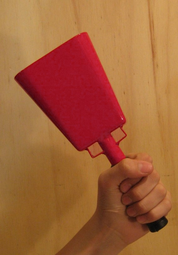 Red cowbell with handle grip | Noisemakers for sporting events