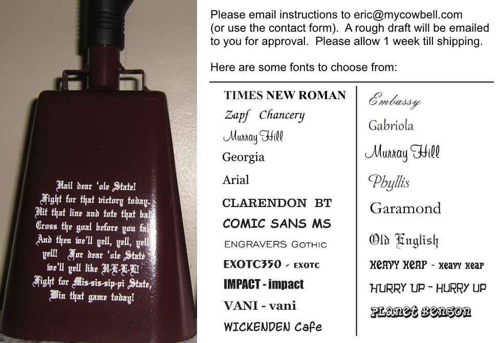 Custom engraved cowbells | Personalize a cowbell as a gift