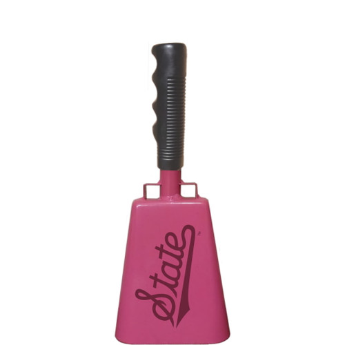 Pink Mississippi State cowbell | Script State vertically aligned