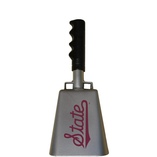 Silver Mississippi State cowbell with script "State"