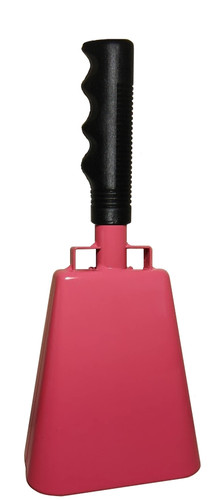 Medium sized pink cowbell with welded handle for sporting events