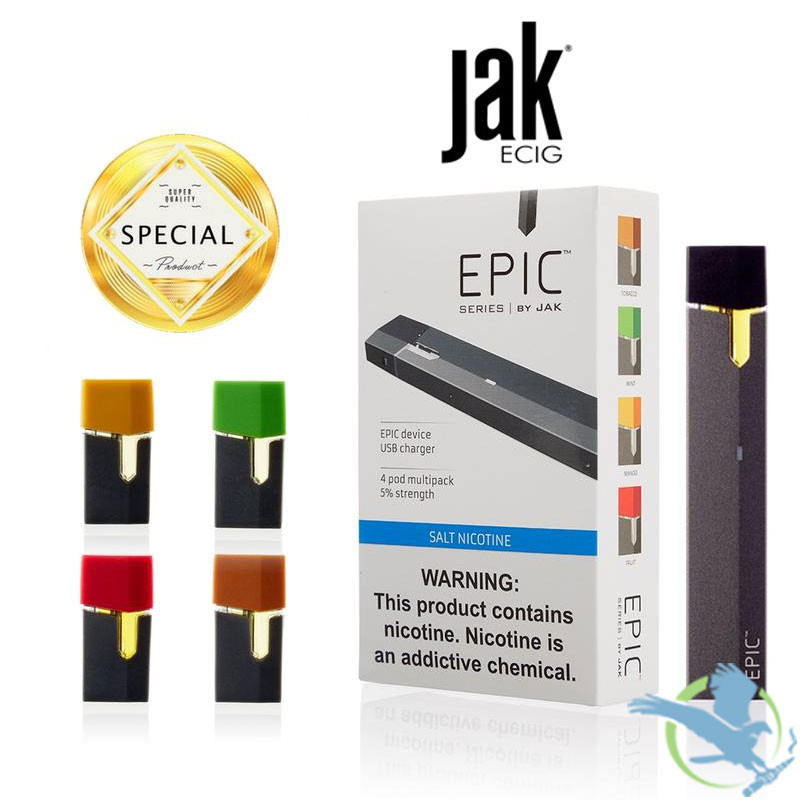 EPIC Series By JAK 0.75ML AIO Pod System Starter Kit With Pod Variety ...
