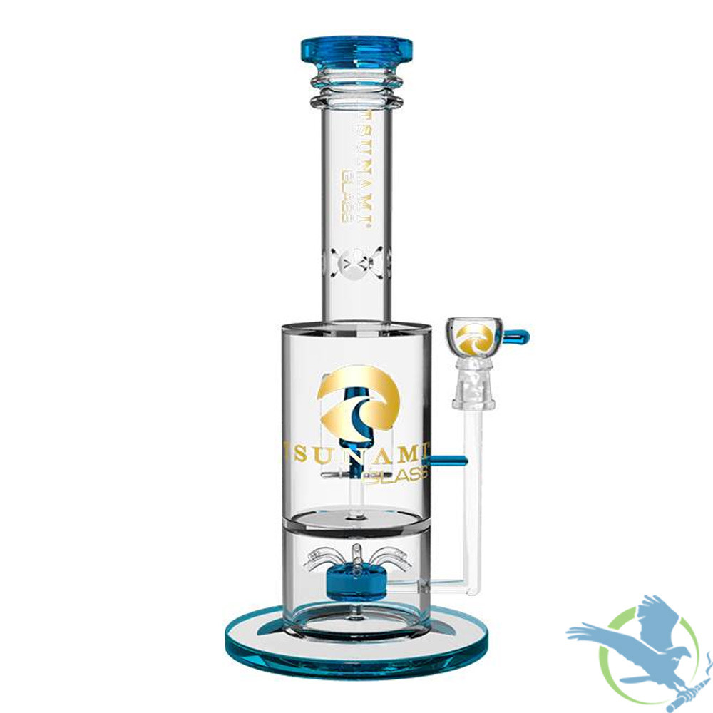 Tsunami Glass Water Pipe With Sprinkler Cube Perc - 15.5 Inches - 1055 ...