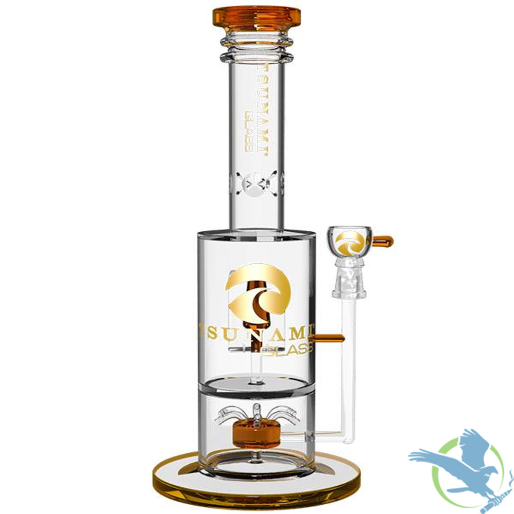 Tsunami Glass Water Pipe With Sprinkler Cube Perc - 15.5 Inches - 1055 ...