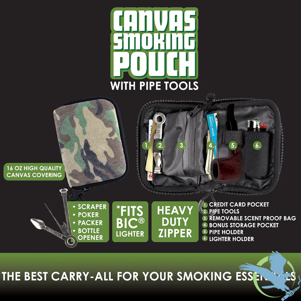 Smokezilla Canvas Smoking Bag With Pipe Tools - Assorted Colors ...