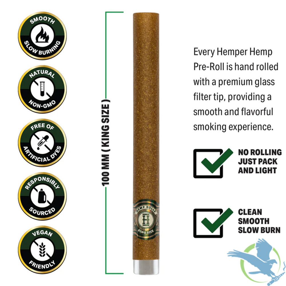 HEMPER Hemp Rolls King Size Pre-Rolled With Glass Filter Tips