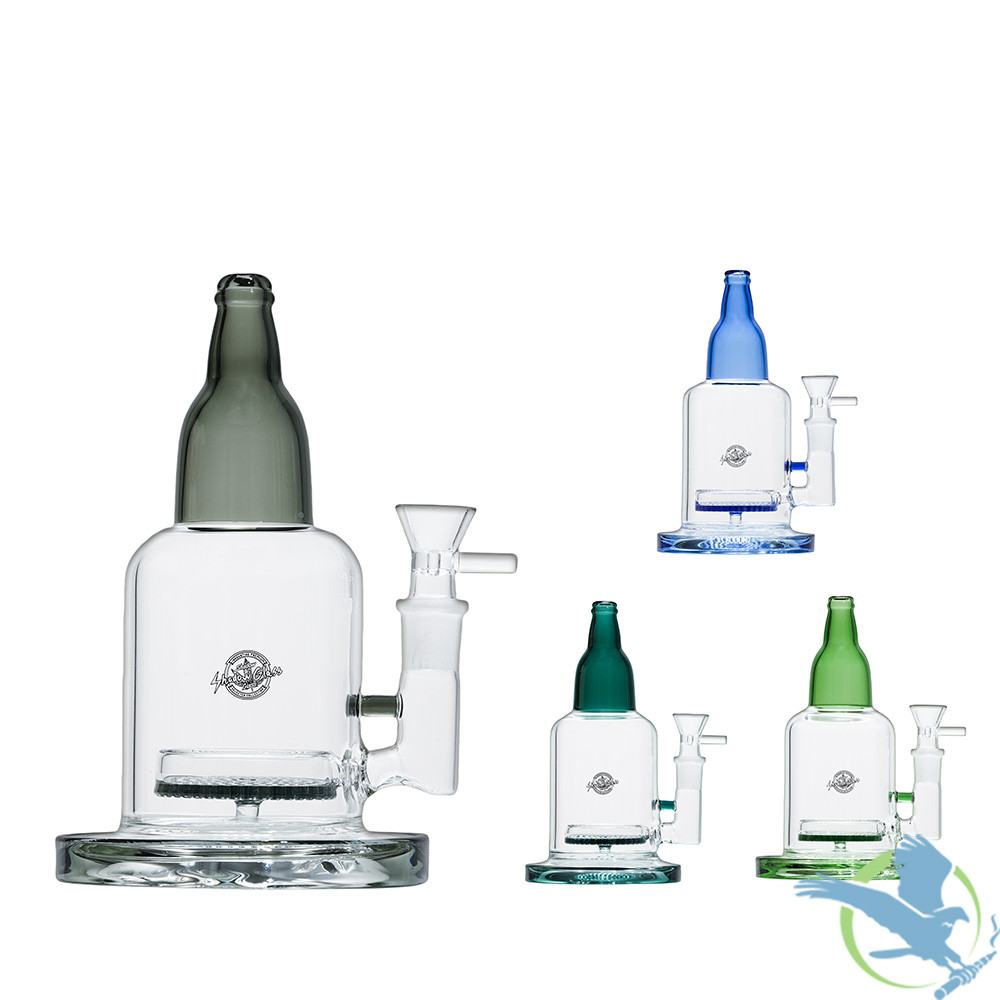Shadow Glass Bottle Shaped Water Pipe With Inset Perc
