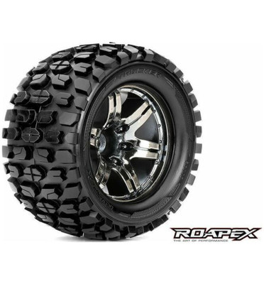 Roapex R/C Tracker 1:10 Monster Truck Tire Chrome Black Wheel with ...