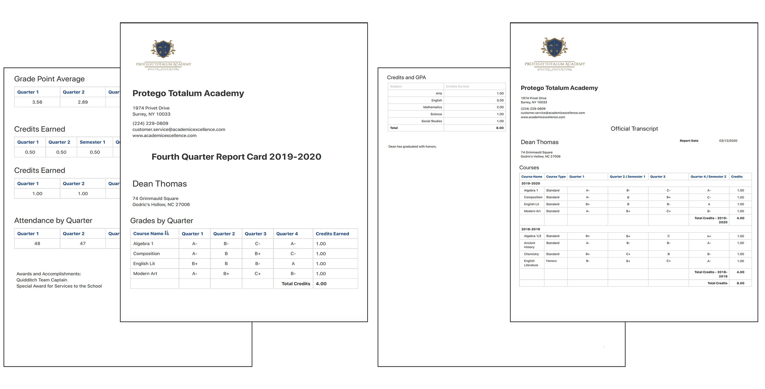 Grade Reporting System with Transcripts