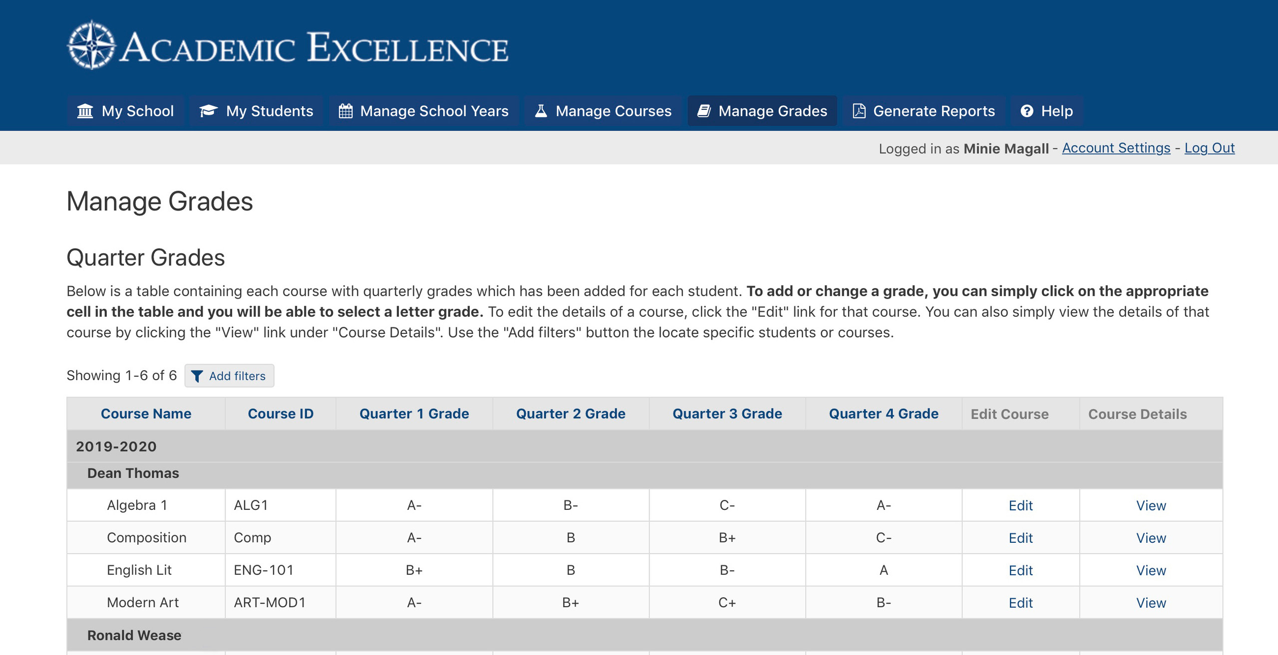 Grade Reporting System with Transcripts