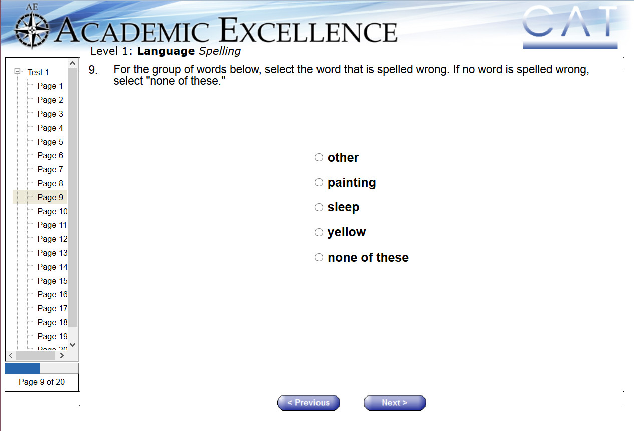 Complete ONLINE California Achievement Test: NOT TIMED