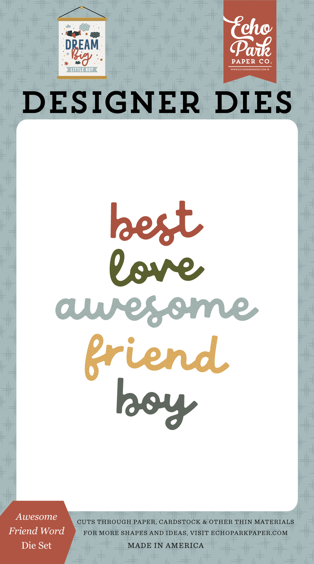 Dream Big Little Boy: Awesome Friend Word Small Die Set - Echo Park ...