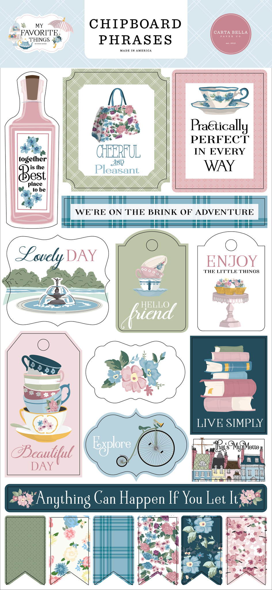 My Favorite Things 6x13 Chipboard Phrases - Echo Park Paper Co