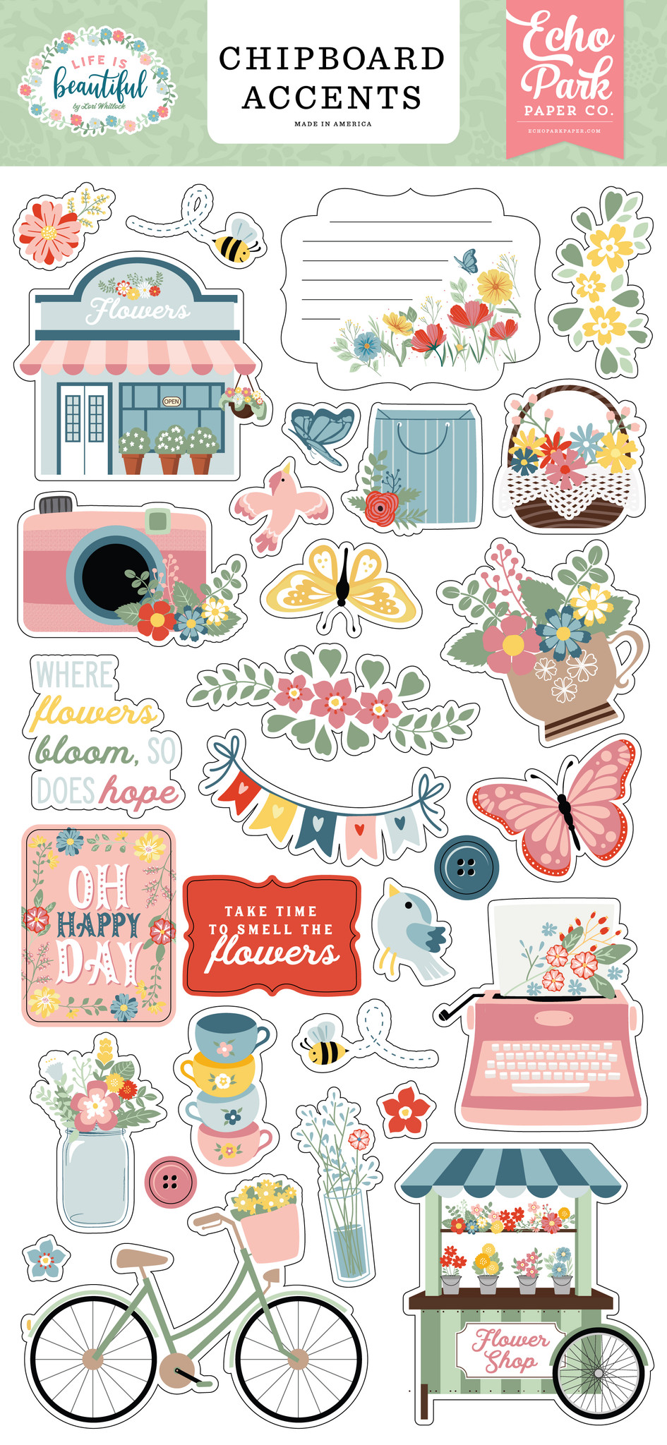 Life Is Beautiful 6x13 Chipboard Accents - Echo Park Paper Co
