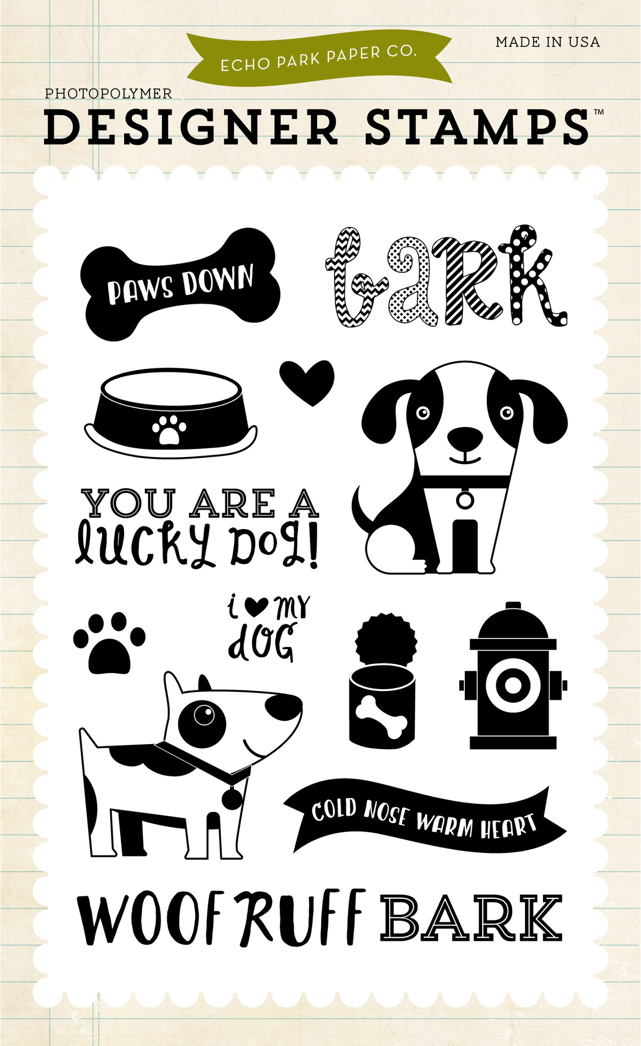 Bark: Lucky Dog 4x6 Stamp Set - Echo Park Paper Co