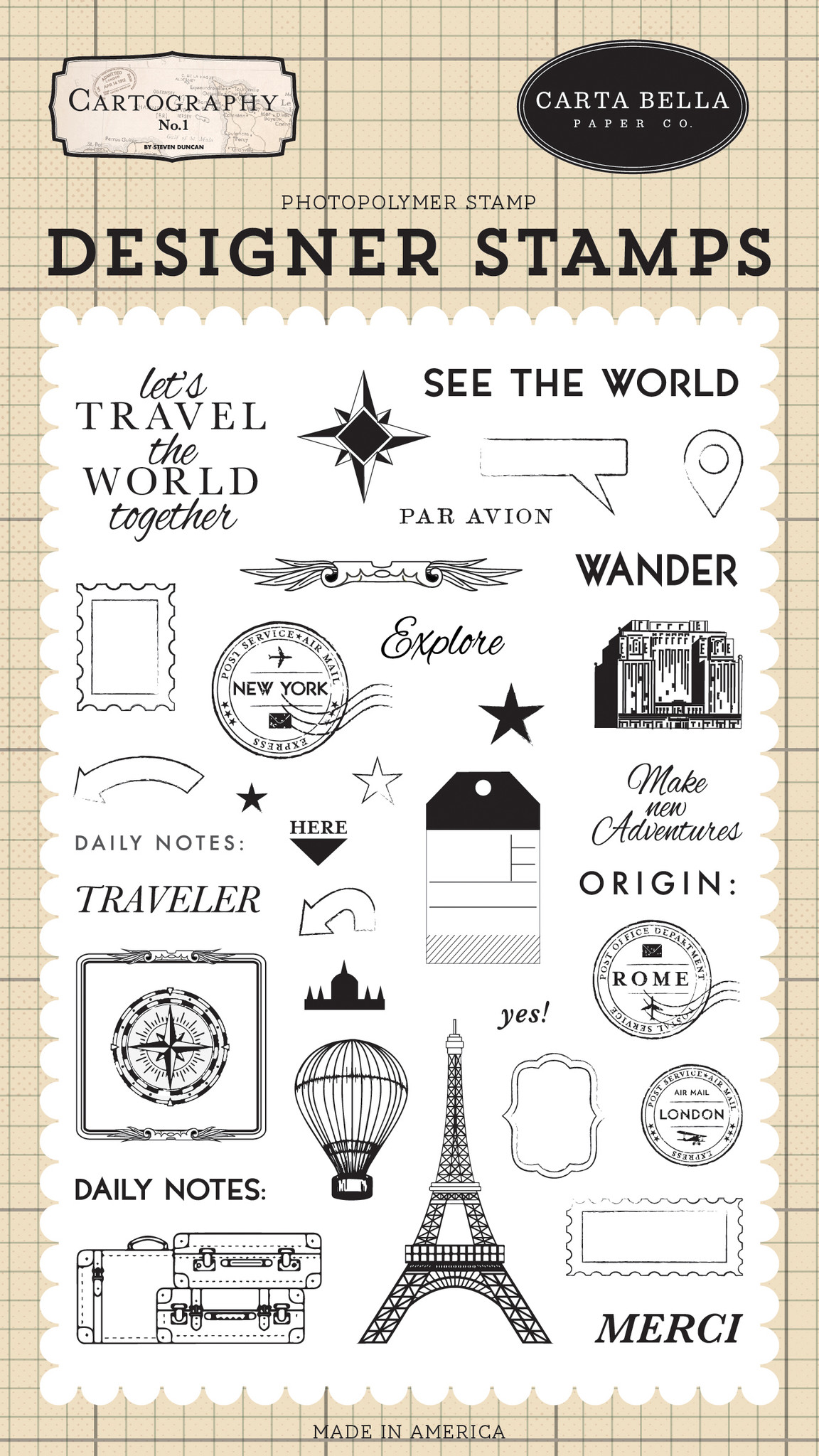 Cartography No. 1: See The World 4x6 Stamp Set - Echo Park Paper Co