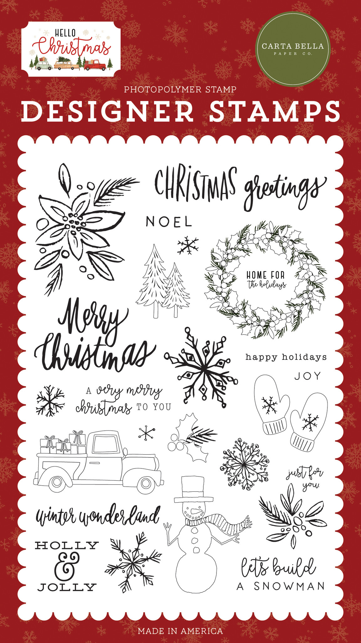Hello Christmas: Christmas Greetings 4x6 Stamp Set - Echo Park Paper Co