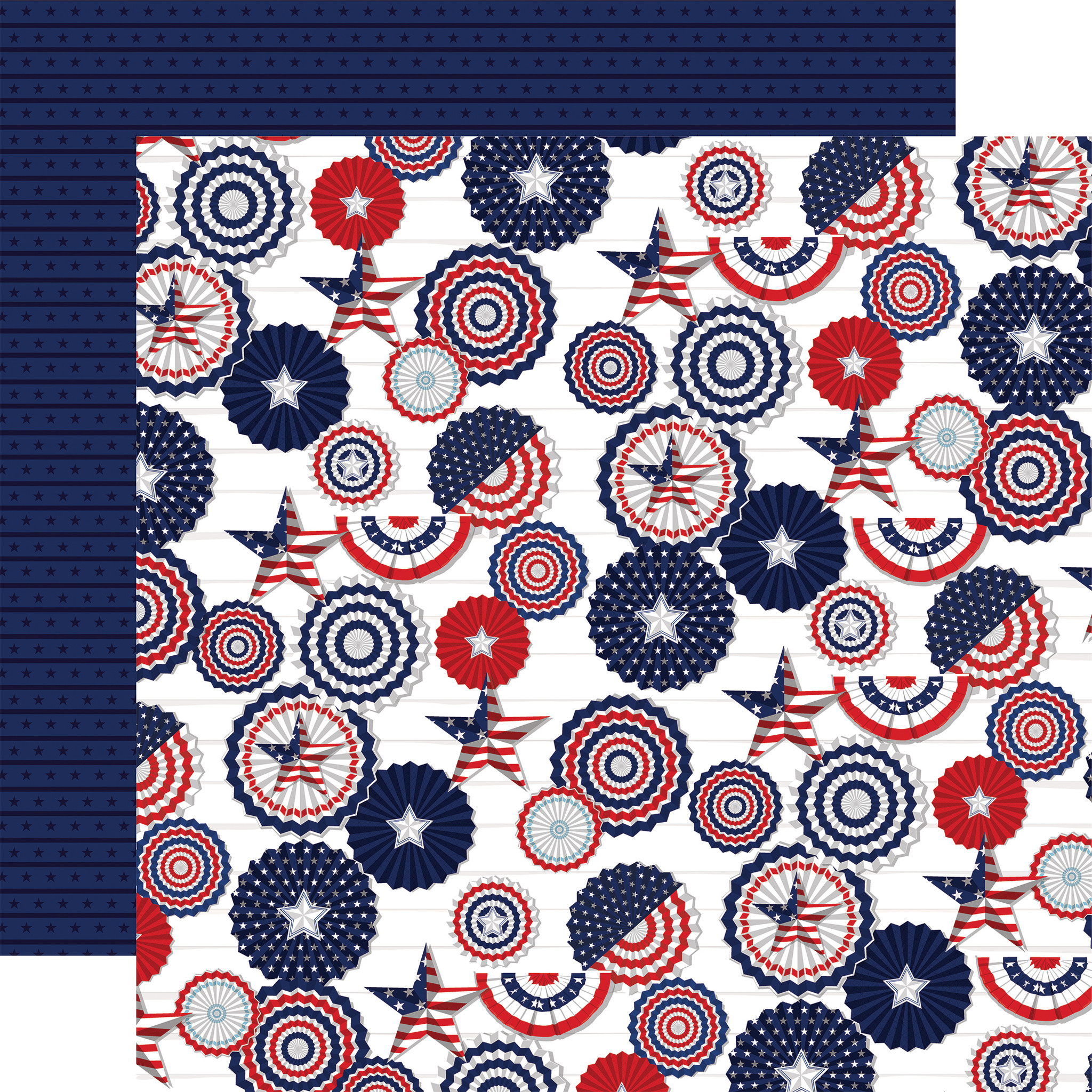 Fourth Of July: All American Fans 12x12 Patterned Paper - Echo Park ...