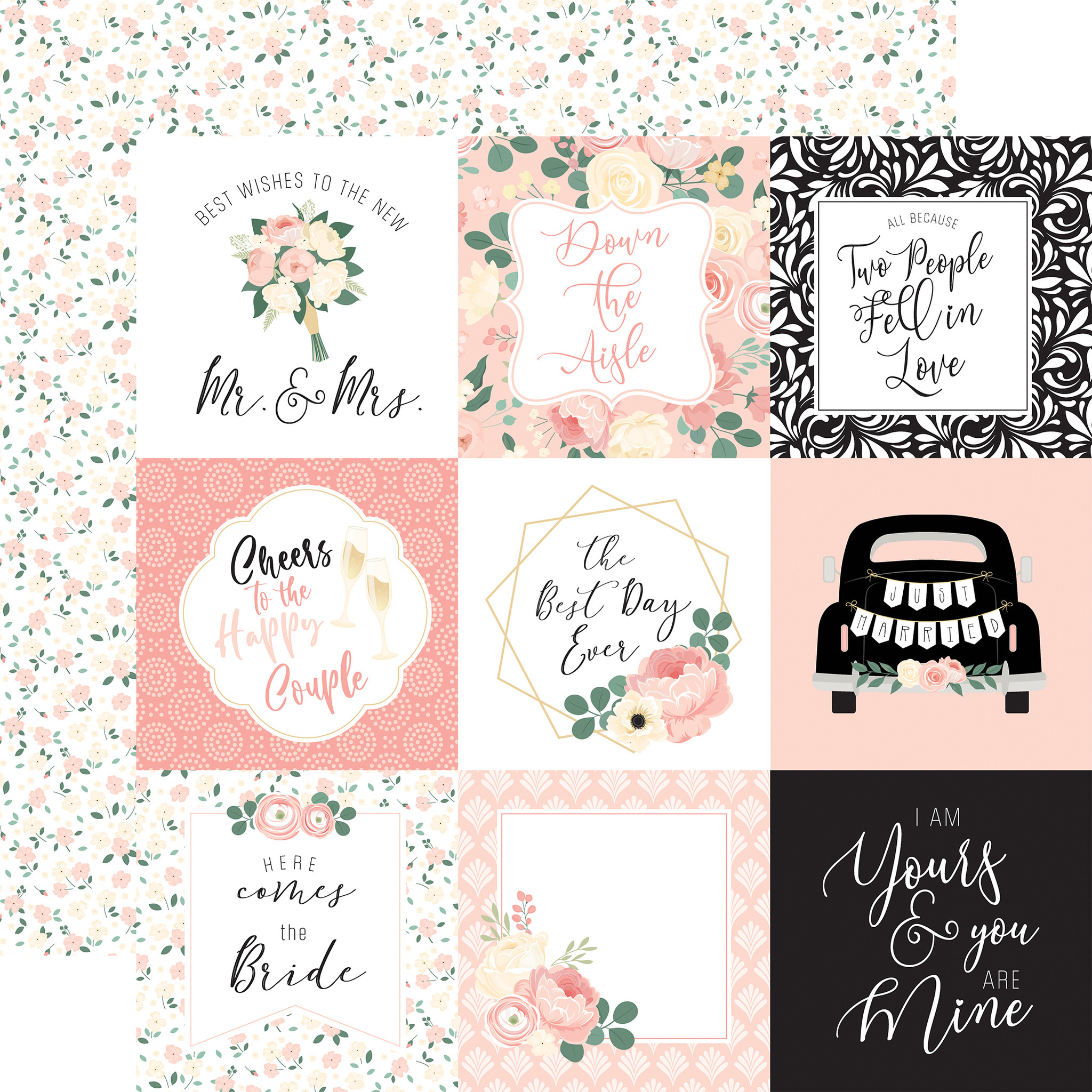 Wedding: 4x4 Journaling Cards 12x12 Patterned Paper - Echo Park Paper Co