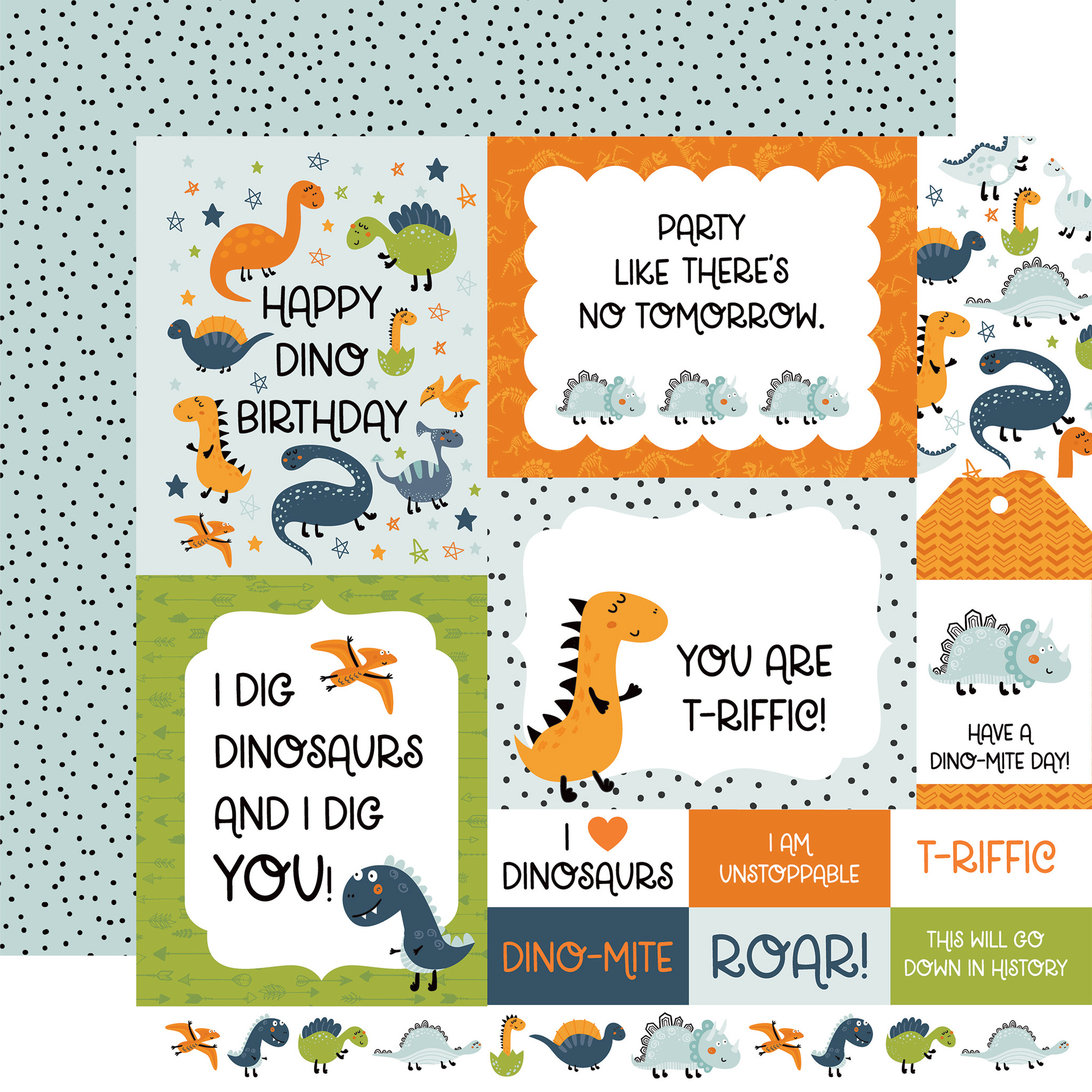 Dino-Mite: Multi Journaling Cards 12x12 Patterned Paper - Echo Park ...