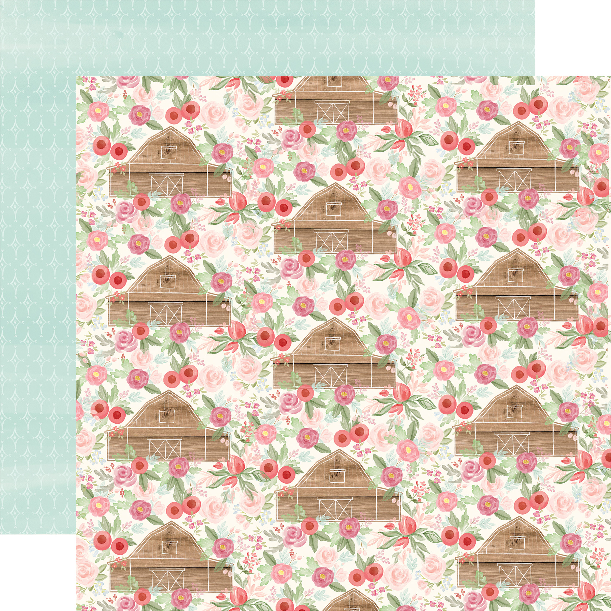 Farmhouse Market: Barn Floral 12x12 Patterned Paper - Echo Park Paper Co