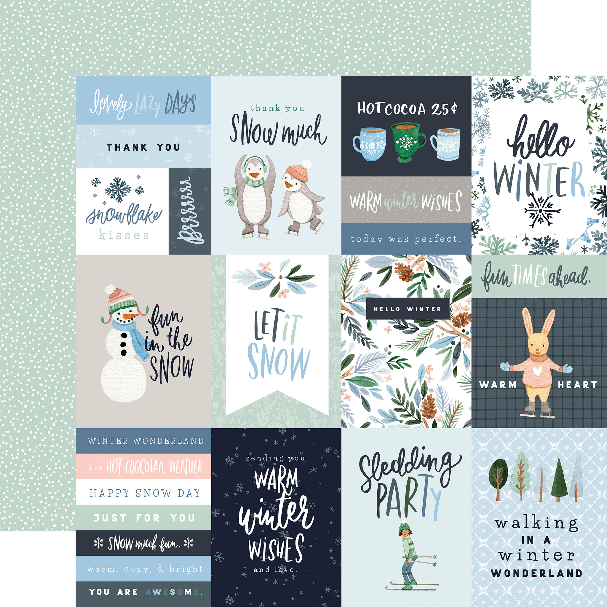 Winter Market: 3x4 Journaling Cards 12x12 Patterned Paper - Echo Park ...