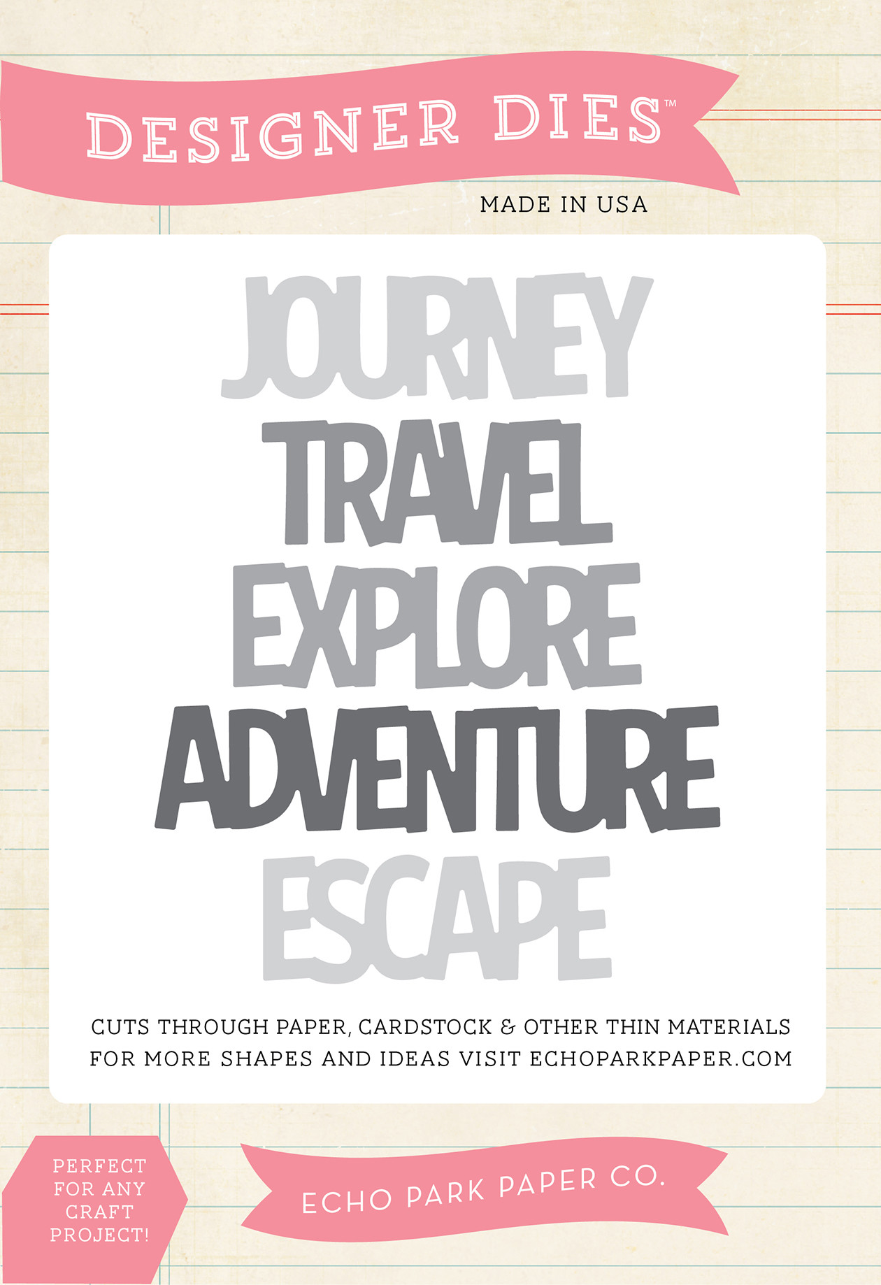 Travel Word Set Large Die Set - Echo Park Paper Co