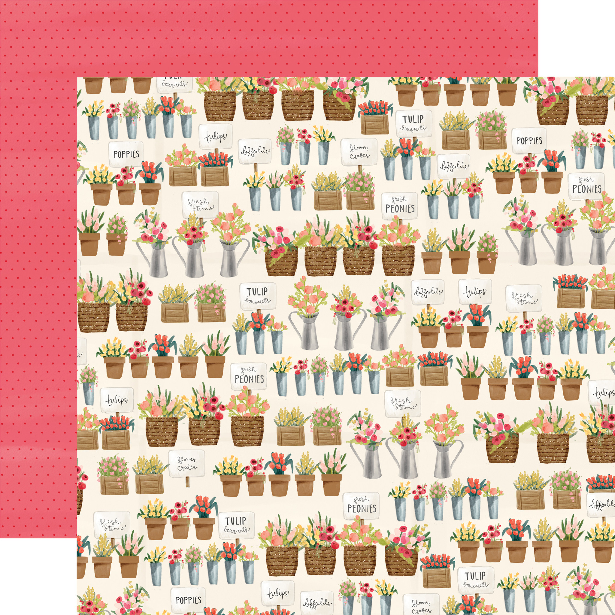 Flower Market: Market Shop 12x12 Patterned Paper - Echo Park Paper Co