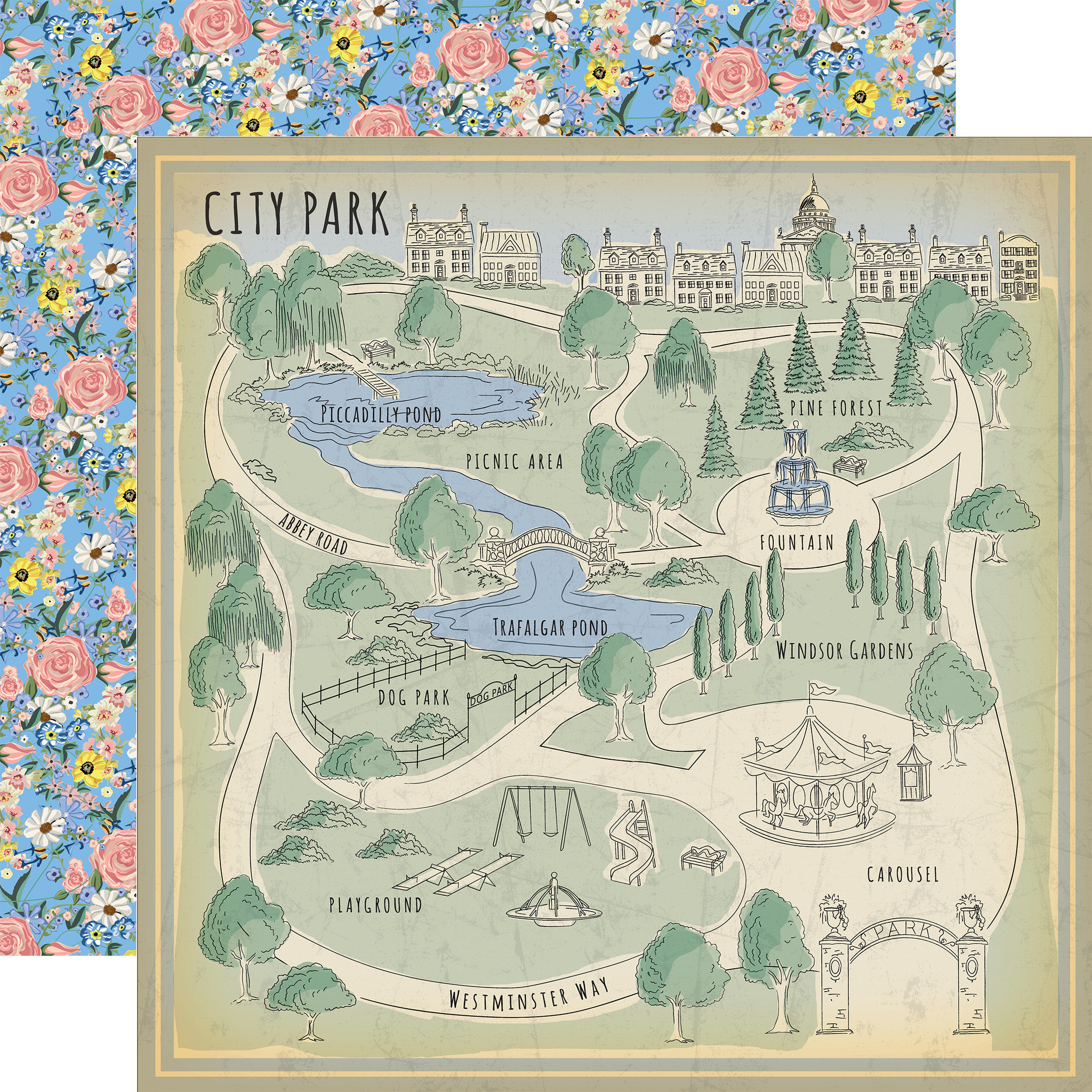 Practically Perfect: City Park 12x12 Patterned Paper - Echo Park Paper Co