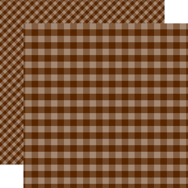 Autumn Gingham: Brown Gingham 12x12 Patterned Paper - Echo Park Paper Co