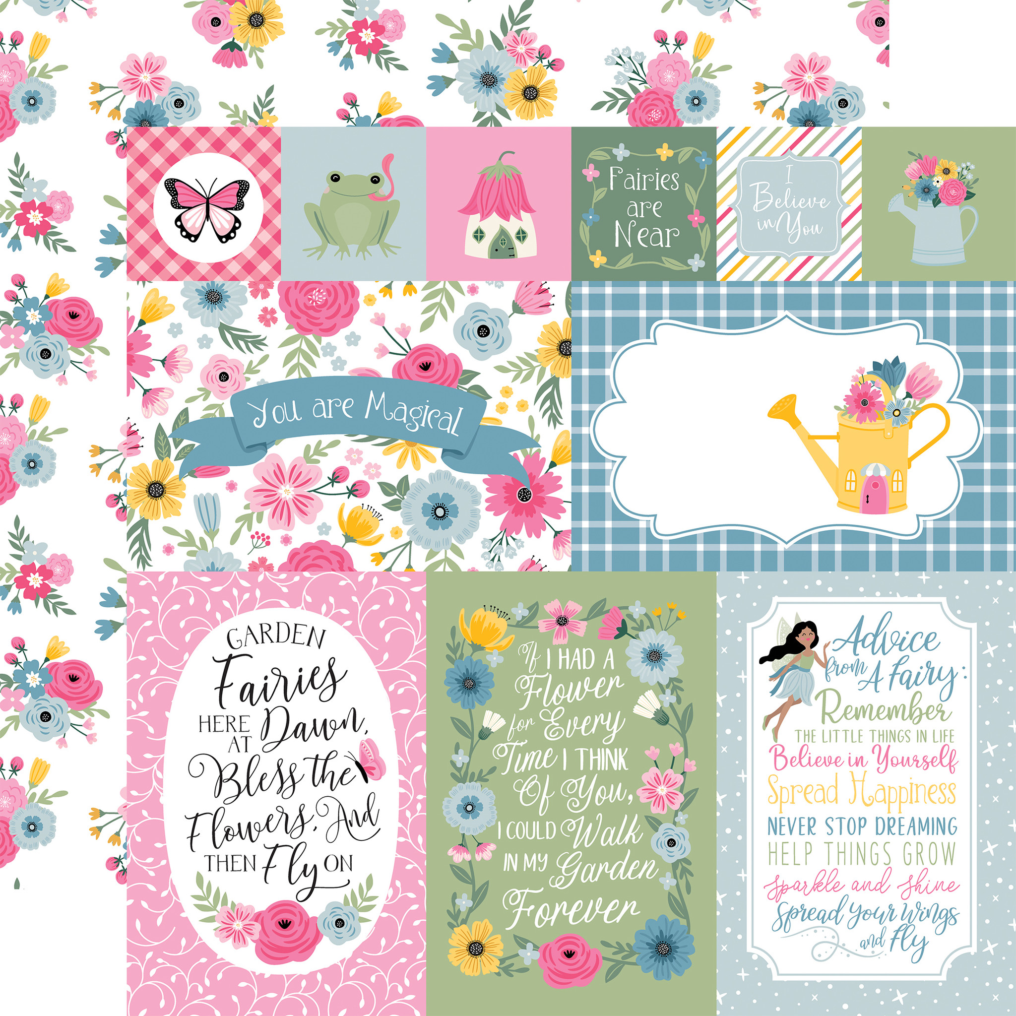 Fairy Garden: Multi Journaling Cards 12x12 Patterned Paper - Echo Park ...