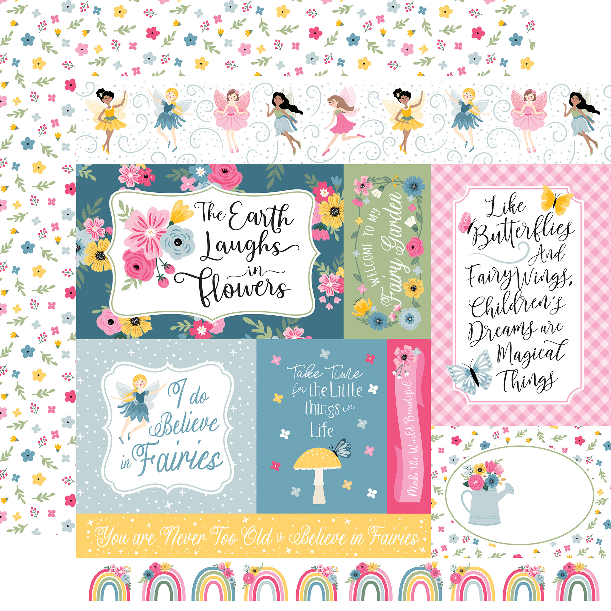 Fairy Garden: Journaling Cards 12x12 Patterned Paper - Echo Park Paper Co