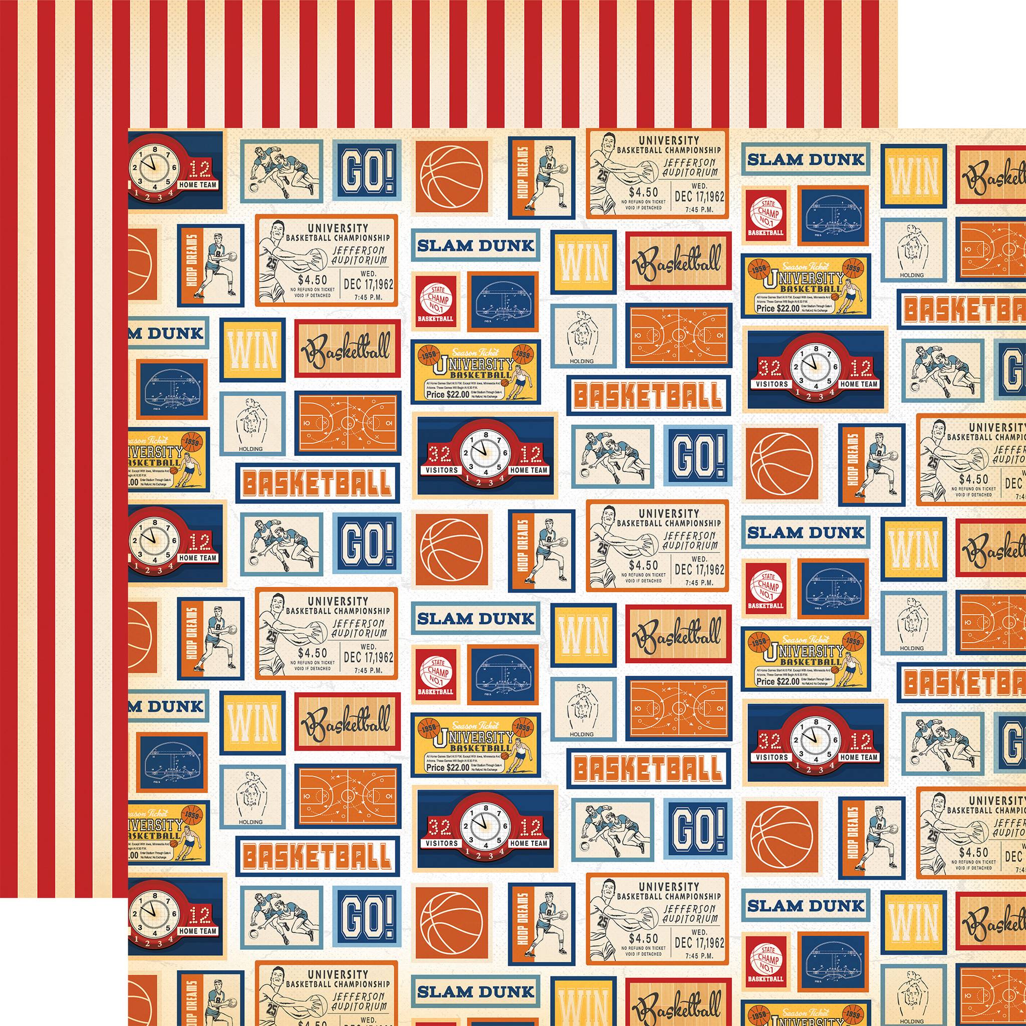 Slam Dunk: Slam Dunk Signs 12x12 Patterned Paper - Echo Park Paper Co