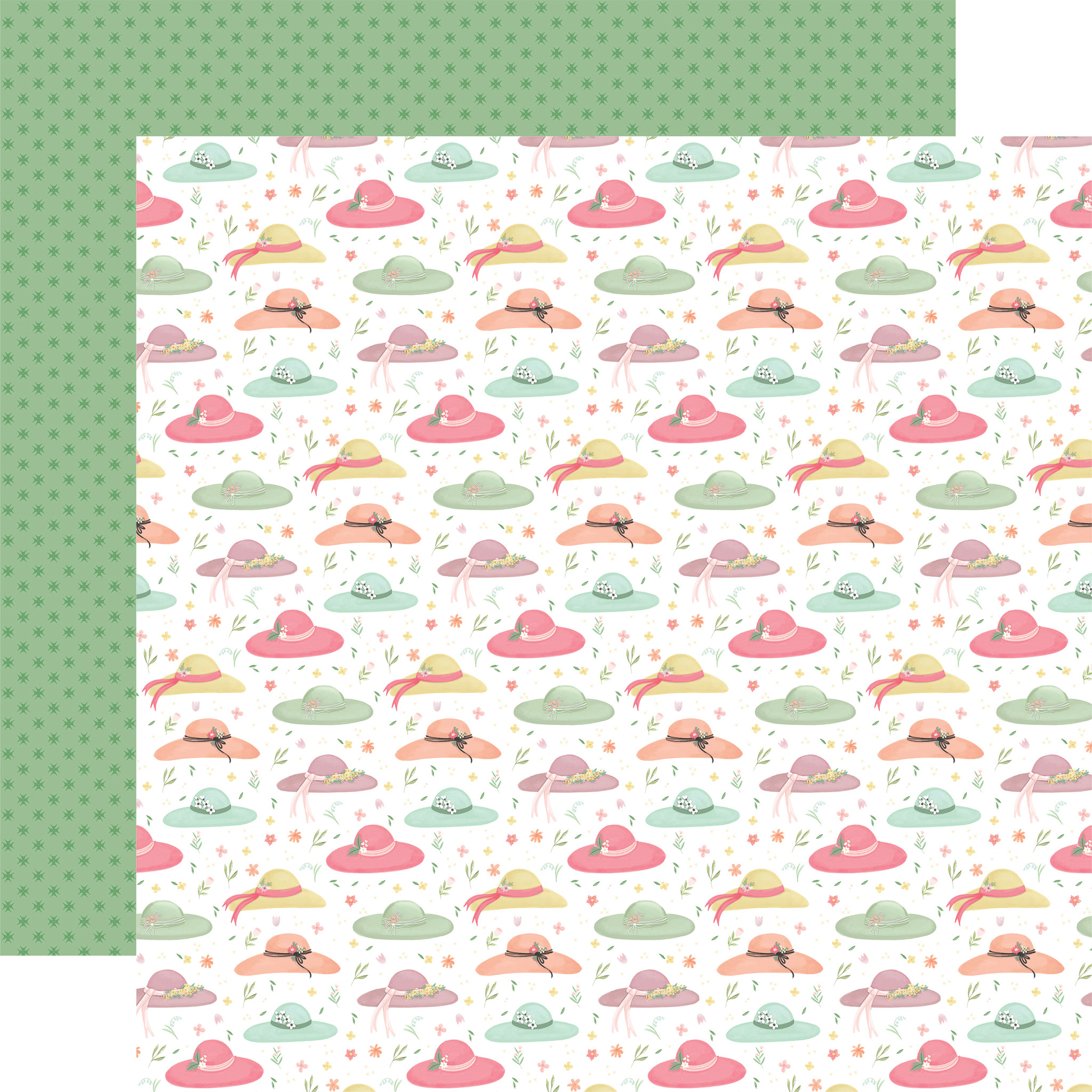 Here Comes Spring: Spring Sun Hat 12x12 Patterned Paper - Echo Park ...