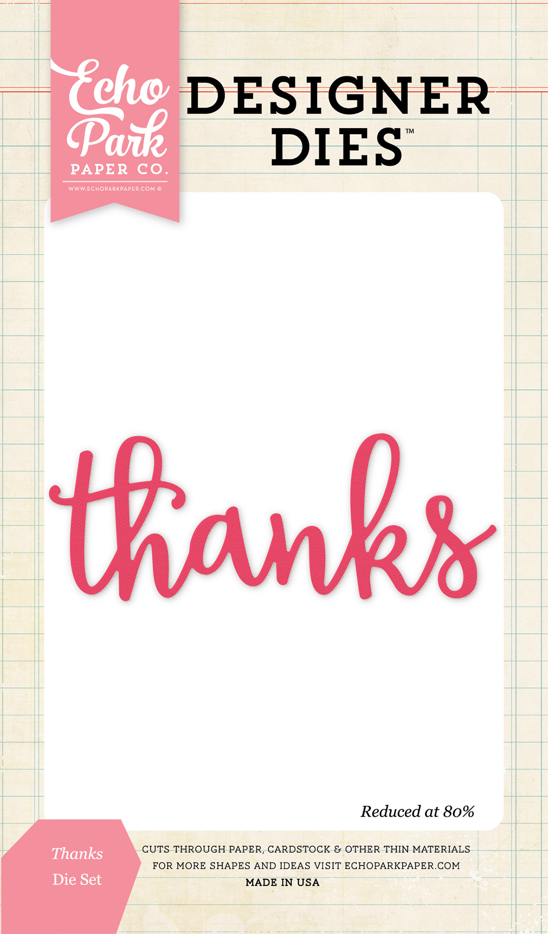 Thanks Word Medium Die Set - Echo Park Paper Co