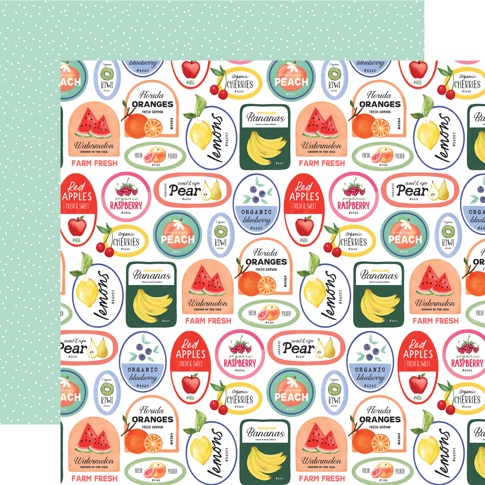 Fruit Stand: Produce Labels 12x12 Patterned Paper - Echo Park Paper Co