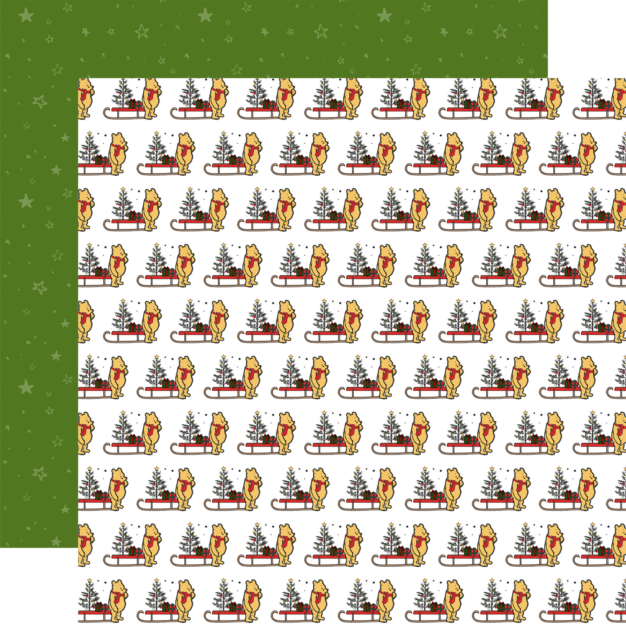 Winnie The Pooh Christmas: Winnie And Sleds 12x12 Patterned Paper ...