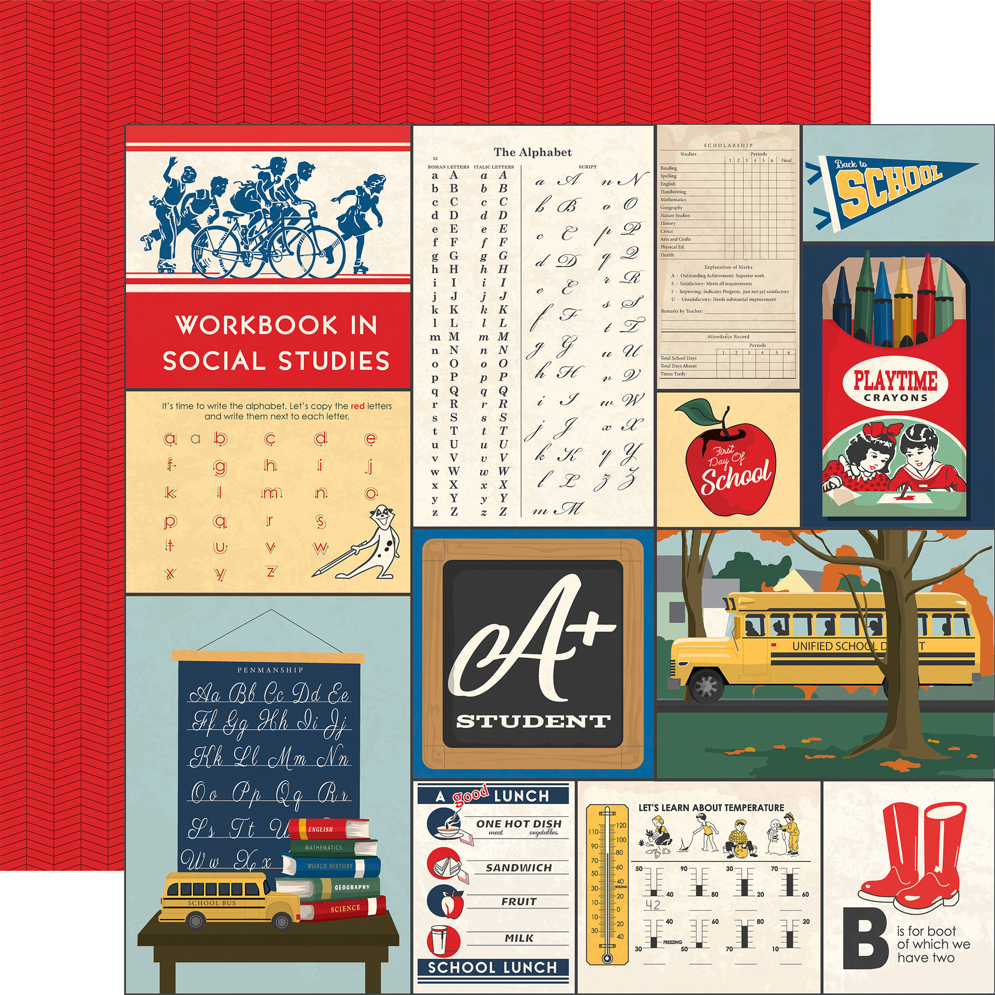 Back To School: Multi Journaling Cards 12x12 Patterned Paper - Echo ...