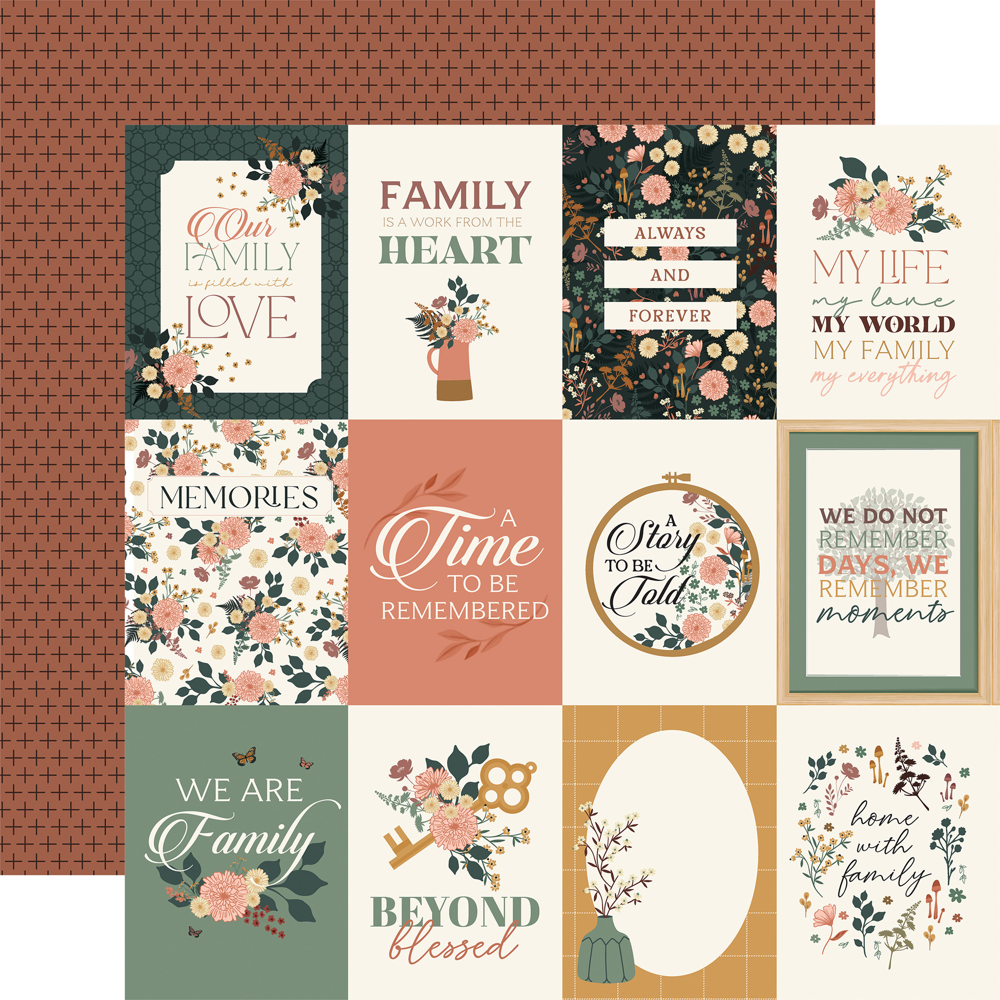 Family: 3x4 Journaling Cards 12x12 Patterned Paper - Echo Park Paper Co