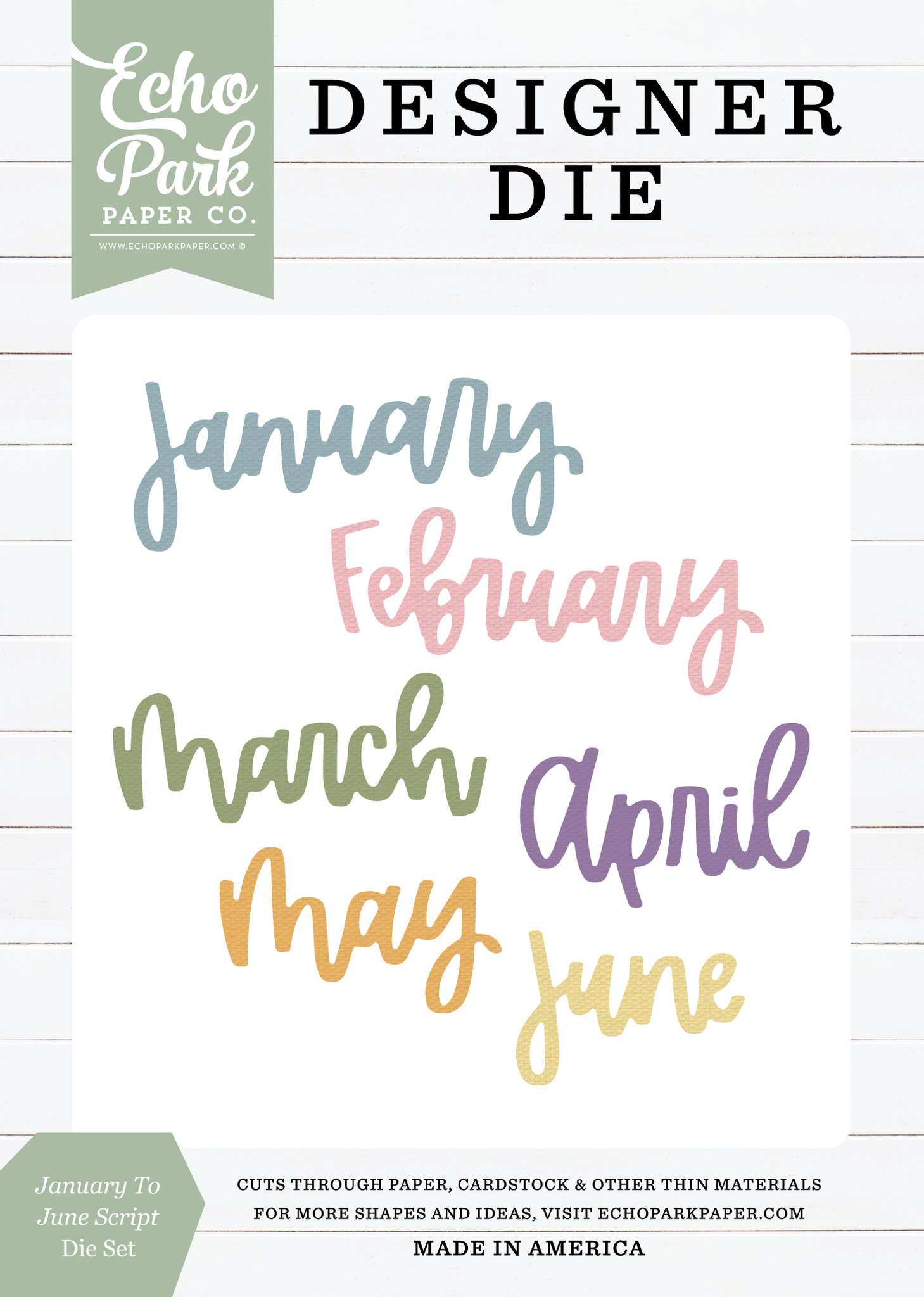 January To June Script Medium Die Set - Echo Park Paper Co